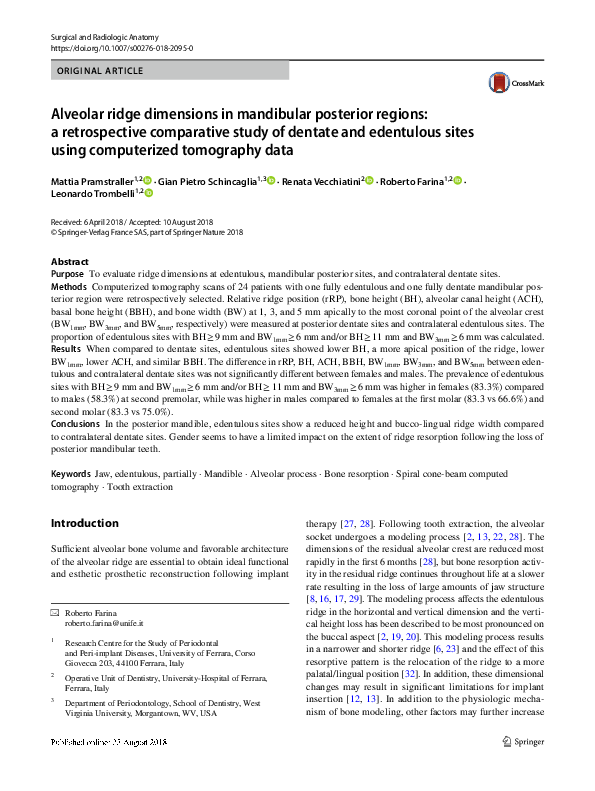 (PDF) Alveolar ridge dimensions in mandibular posterior regions: a ...