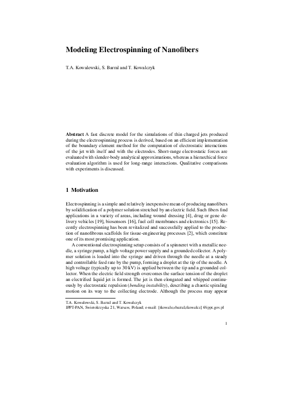 (PDF) Modeling Electrospinning of Nanofibers