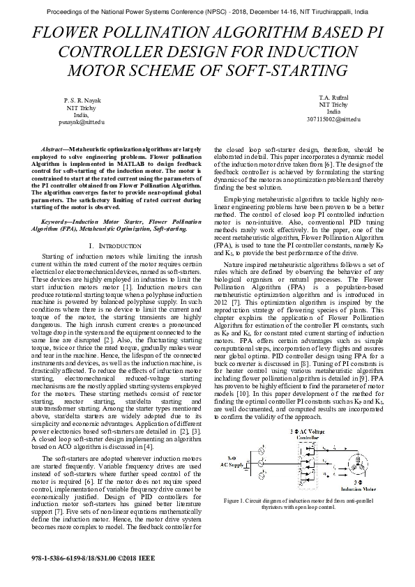 (PDF) Flower Pollination Algorithm Based PI Controller Design for Induction Motor Scheme of Soft ...