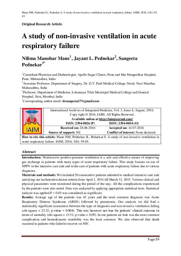 (PDF) Non-invasive versus invasive ventilation in chronic obstructive ...