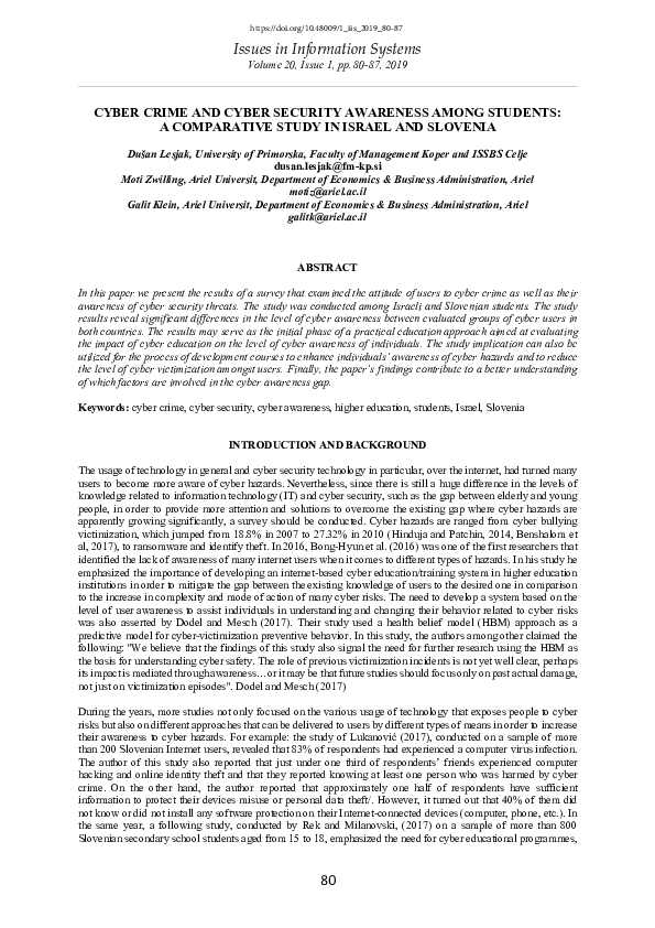 (PDF) Cyber Crime and Cyber Security Awareness Among Students: A ...