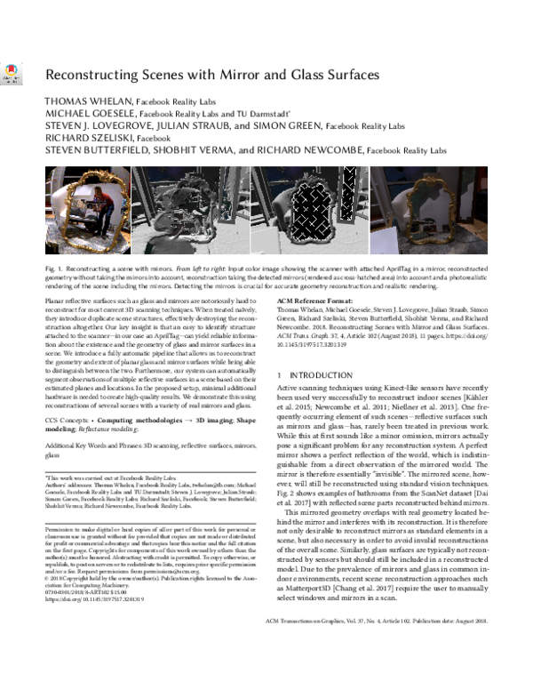 (PDF) Reconstructing scenes with mirror and glass surfaces