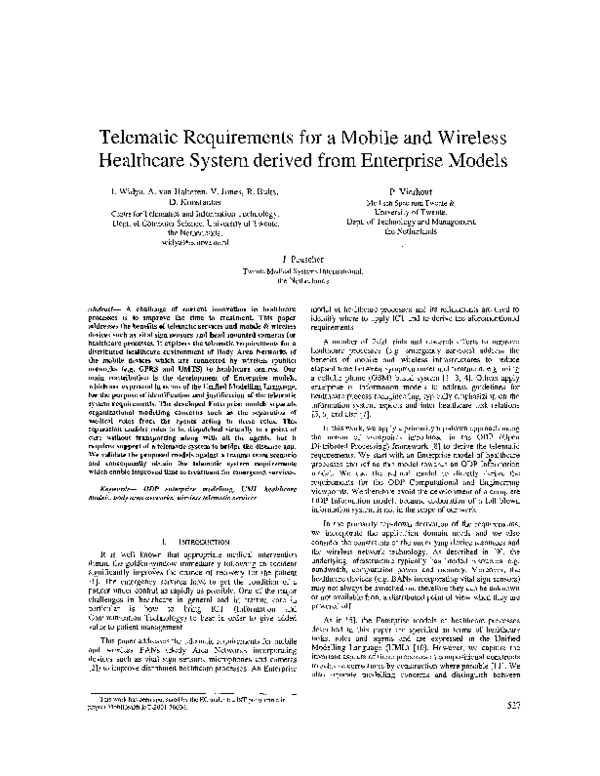 (PDF) Telematic requirements for a mobile and wireless healthcare system derived from enterprise ...
