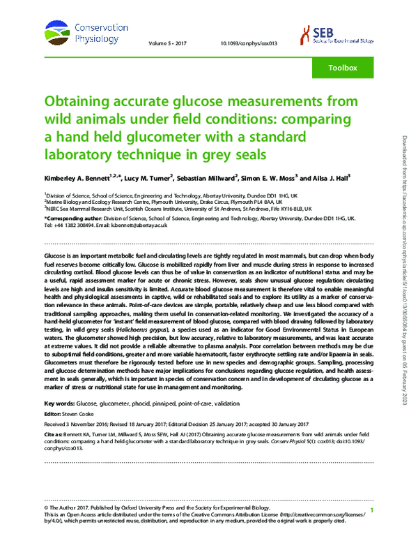 (PDF) Obtaining accurate glucose measurements from wild animals under ...