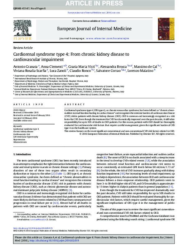 (PDF) Cardiorenal syndrome type 4: From chronic kidney disease to ...