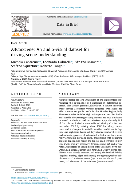 (PDF) A3CarScene: An audio-visual dataset for driving scene understanding