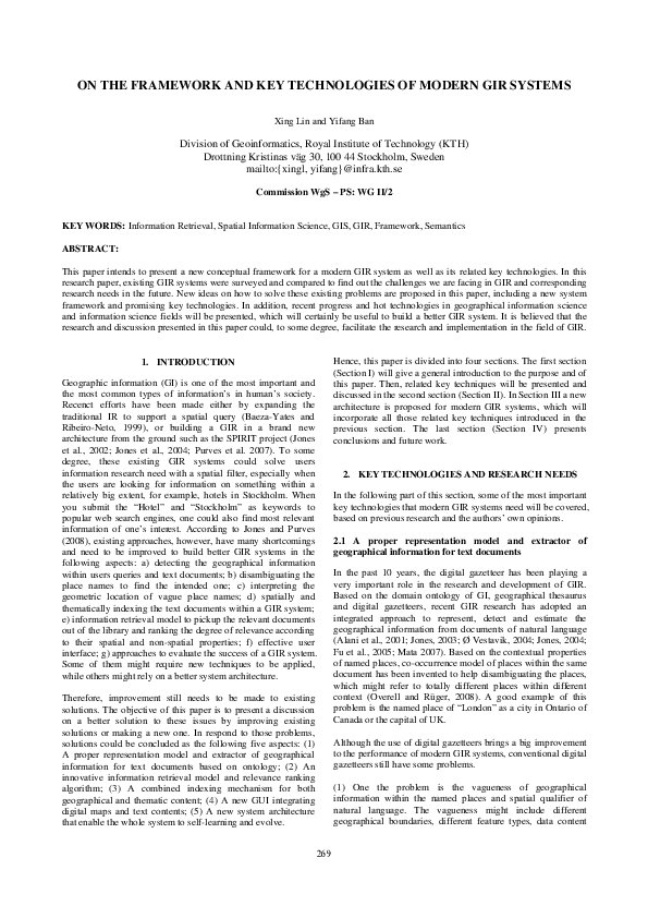 (PDF) On the framework and key technologies of modern GIR systems ...