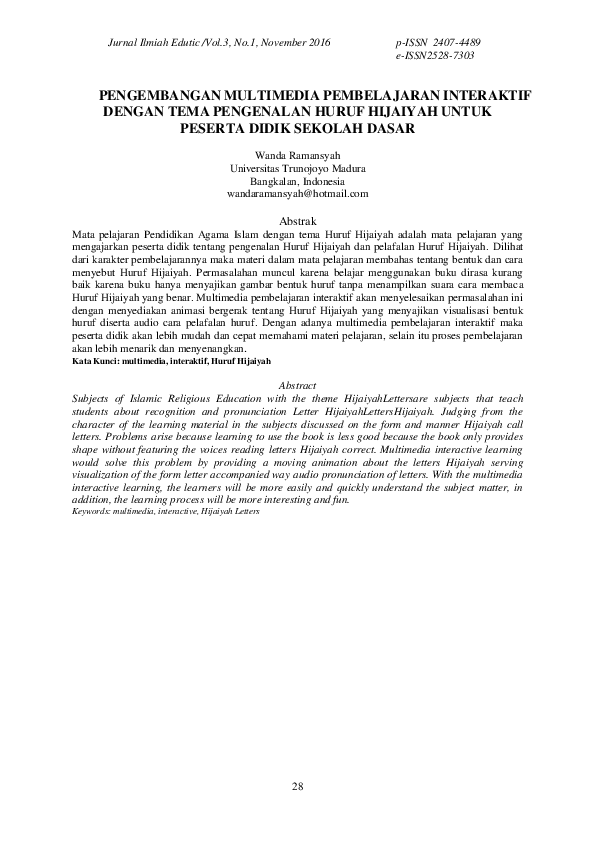 (PDF) Pengembangan Multimedia Pembelajaran Interaktif Dengan Tema ...