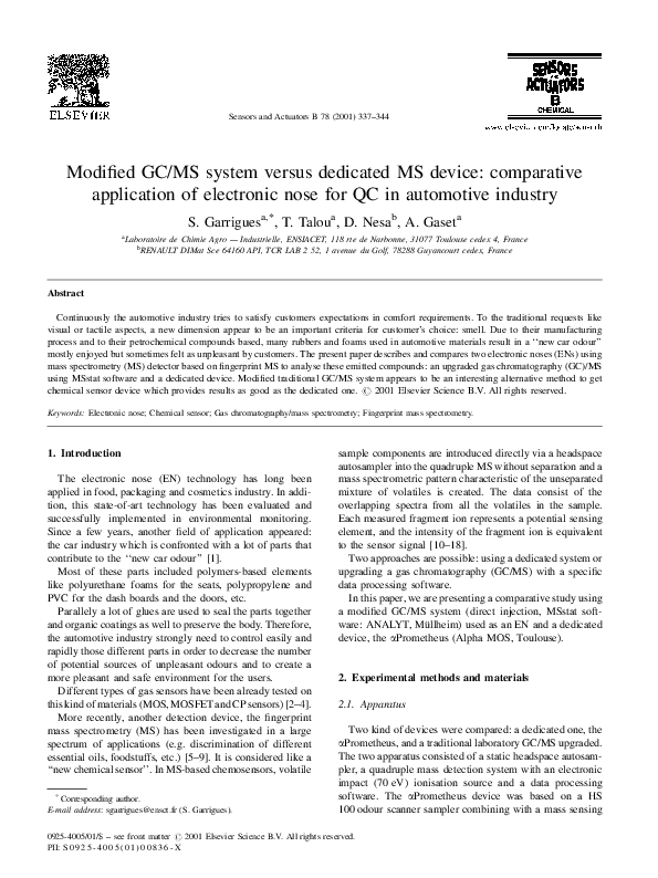 (PDF) Modified GC/MS system versus dedicated MS device: comparative ...