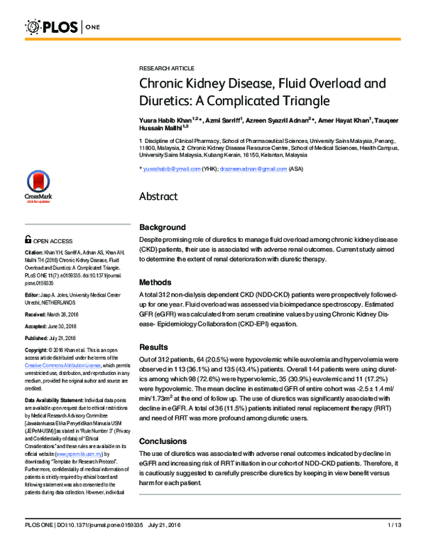 (PDF) Diuretic Use in CKD: Impact on Fluid Overload and Renal Function