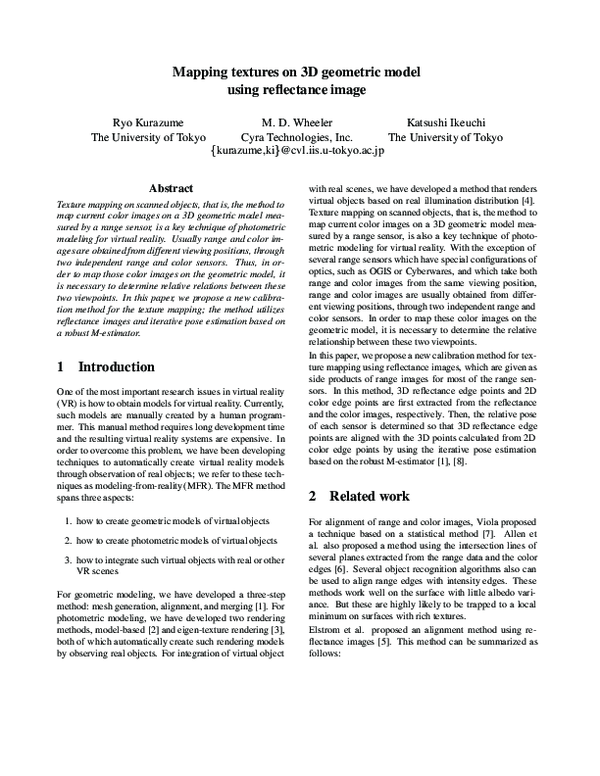 (PDF) Mapping textures on 3D geometric model using reflectance image