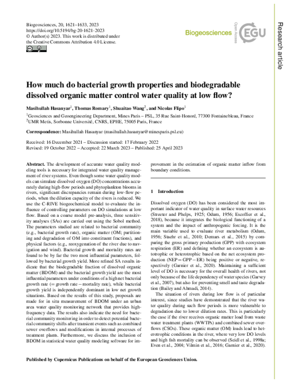 (PDF) How much do bacterial growth properties and biodegradable dissolved organic matter control ...