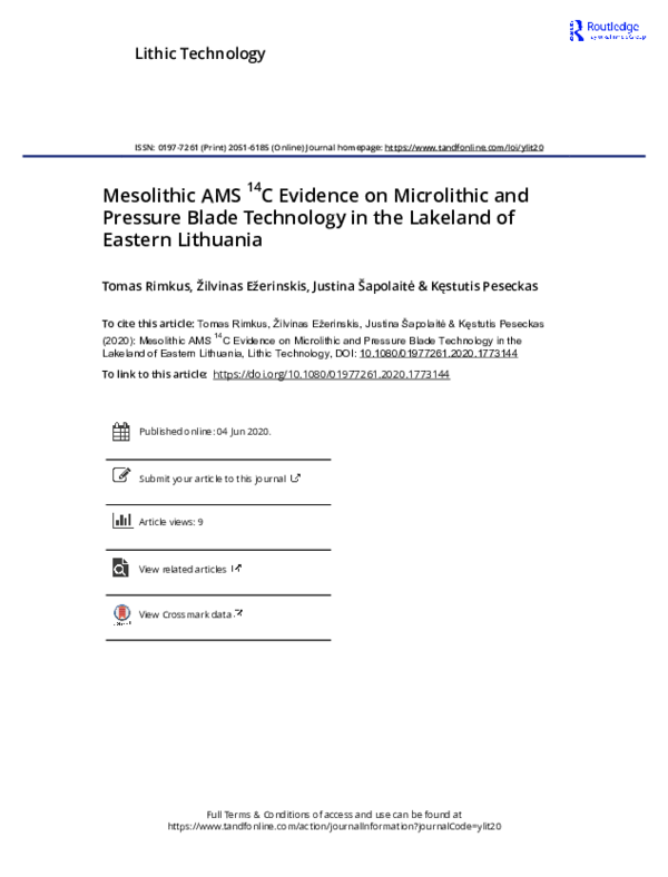 (PDF) Mesolithic AMS 14C Evidence on Microlithic and Pressure Blade ...
