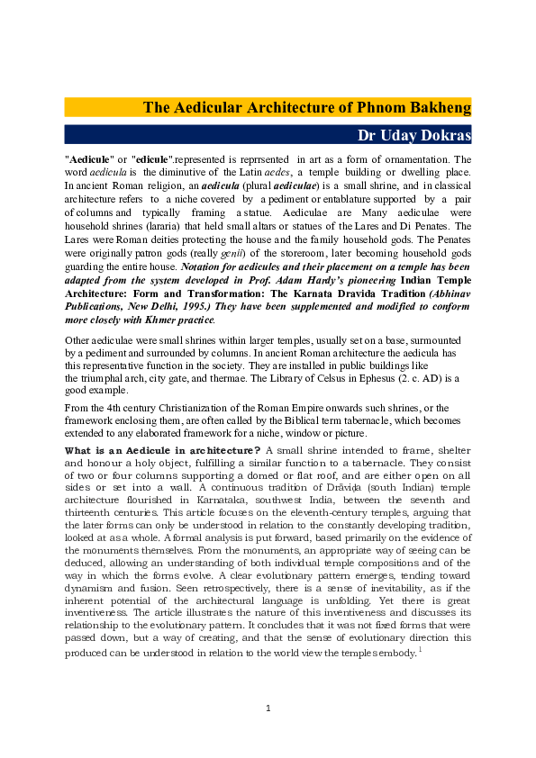(DOC) The Aedicular Architecture of Phnom Bakheng