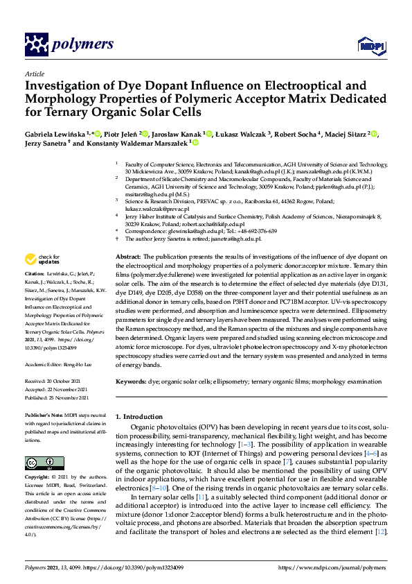 (PDF) Investigation of Dye Dopant Influence on Electrooptical and ...