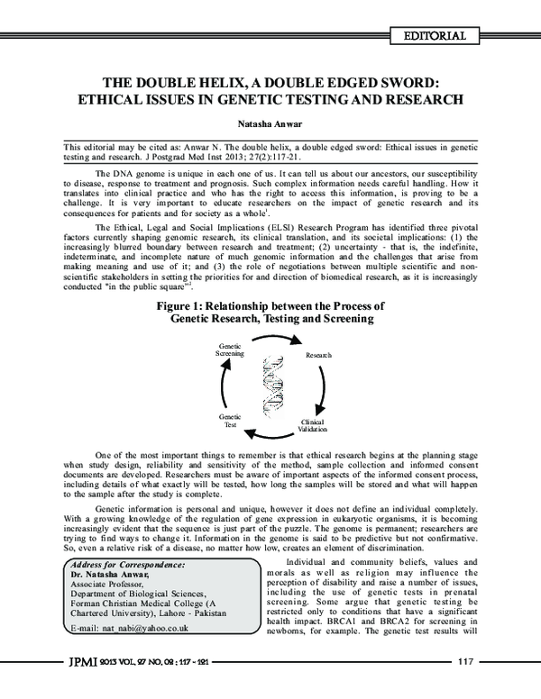 (PDF) The Double Helix, a Double Edged Sword: Ethical Issues in Genetic ...