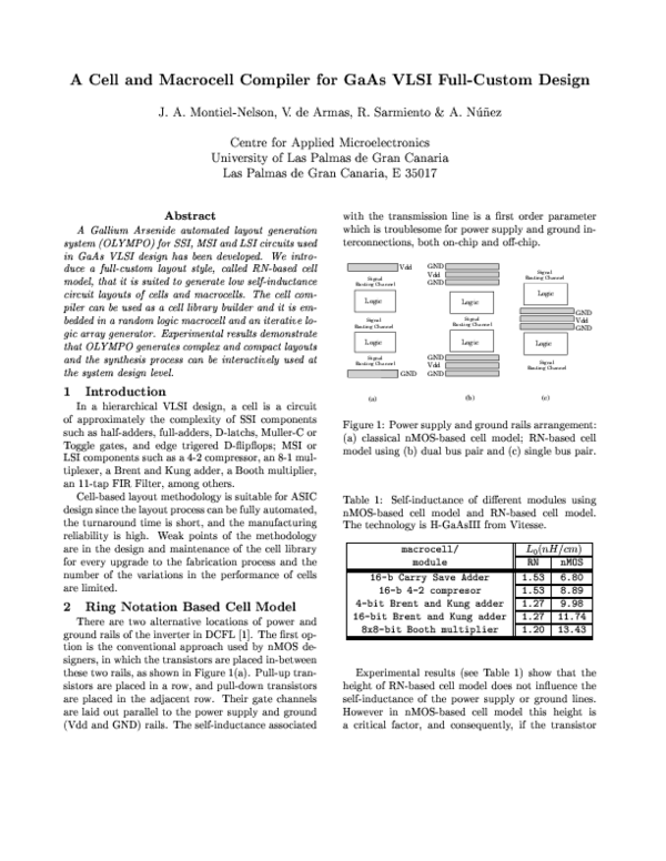 Pdf A Cell And Macrocell Compiler For Gaas Vlsi Full Custom Design Juan A Montiel Nelson