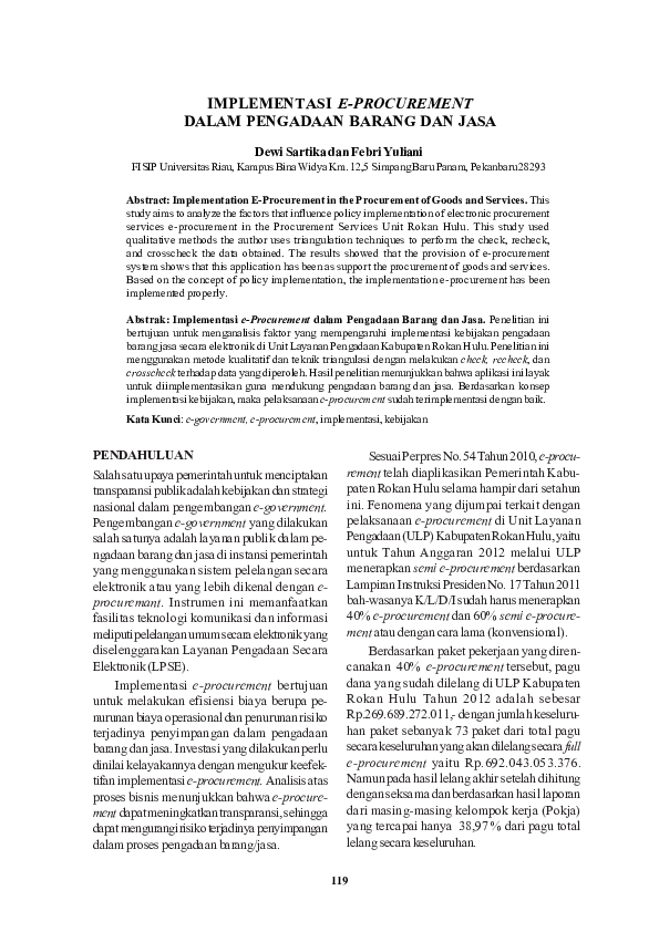 (PDF) Implementasi E-Procurement Dalam Pengadaan Barang Dan Jasa