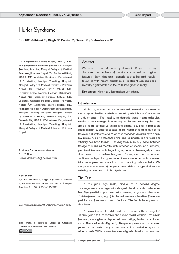 (PDF) Hurler Syndrome