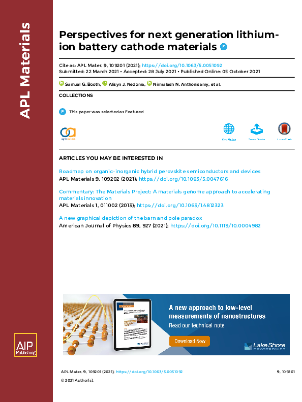 (PDF) Perspectives for next generation lithium-ion battery cathode ...