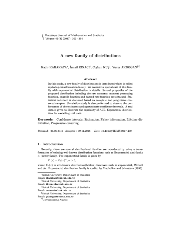 (PDF) A New Family of Distributions