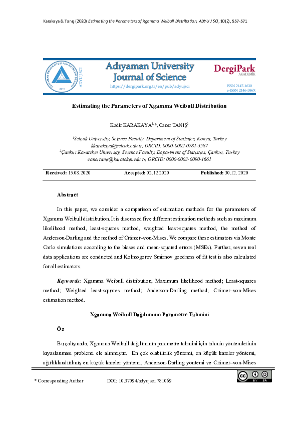 (PDF) Estimating the Parameters of Xgamma Weibull Distribution