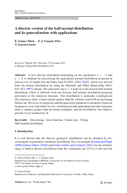 (PDF) A discrete version of the half-normal distribution and its ...