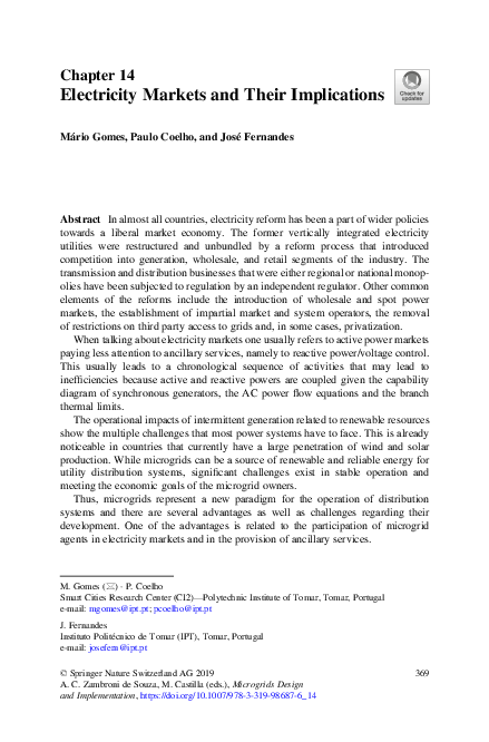 (PDF) Electricity Markets and Their Implications