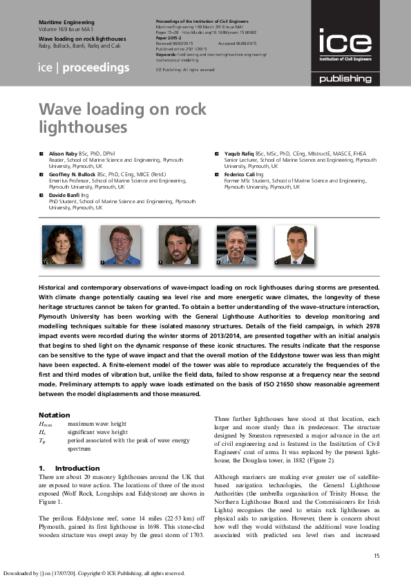 (PDF) Wave loading on rock lighthouses
