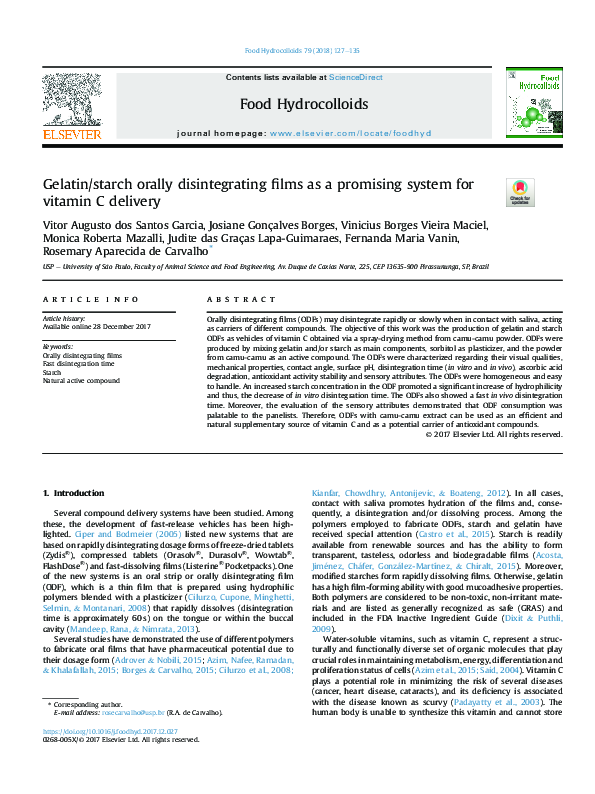(PDF) Gelatin/starch orally disintegrating films as a promising system ...
