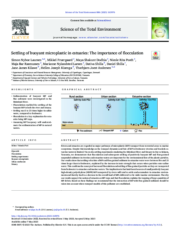 (PDF) Settling of buoyant microplastic in estuaries: The importance of ...