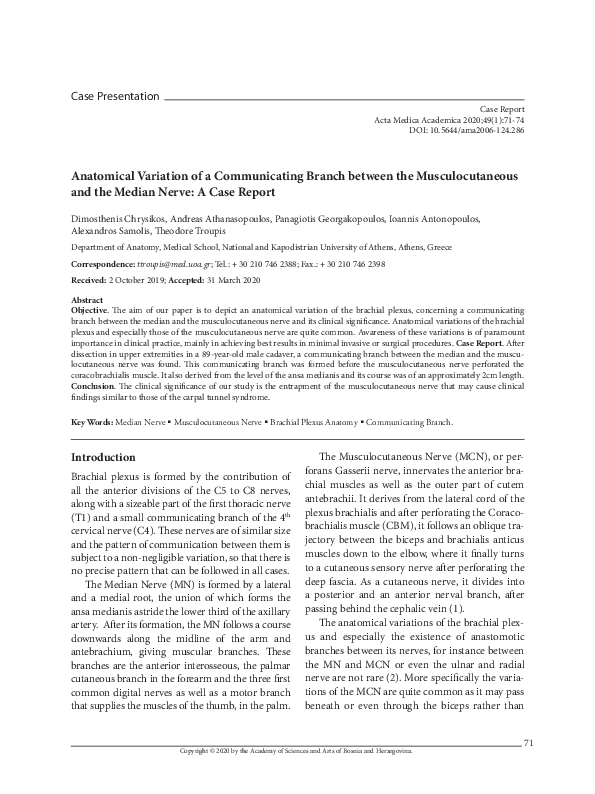 (PDF) Anatomical Variation of a Communicating Branch between the ...