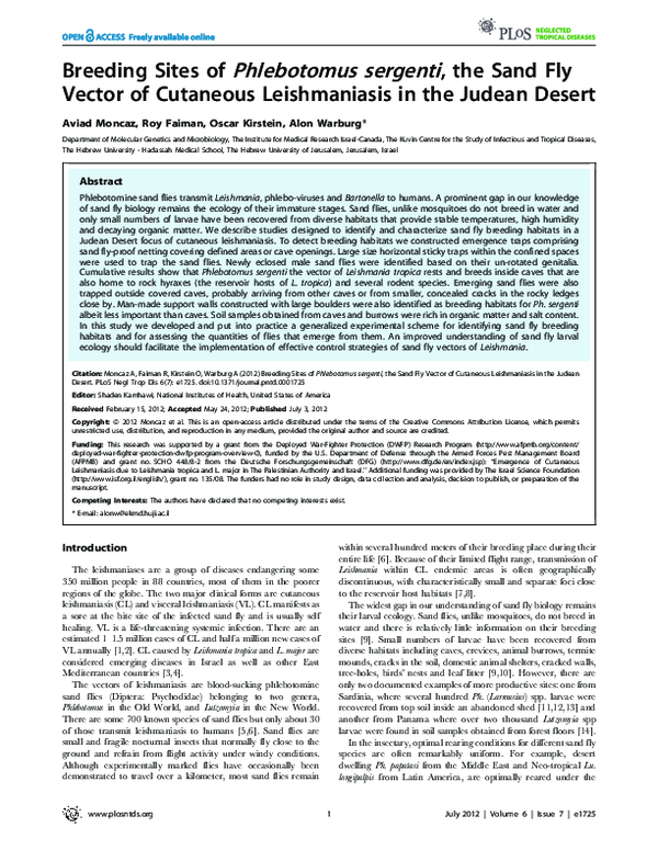 (PDF) Breeding Sites of Phlebotomus sergenti, the Sand Fly Vector of ...