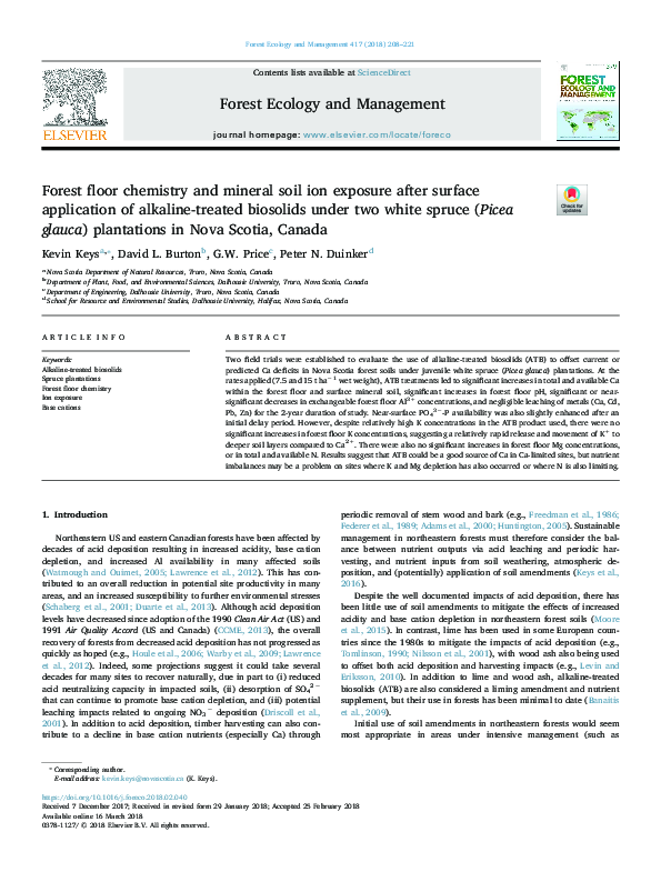 (PDF) Forest floor chemistry and mineral soil ion exposure after ...