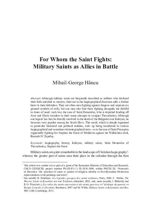 (PDF) For Whom the Saint Fights: Military Saints as Allies in Battle