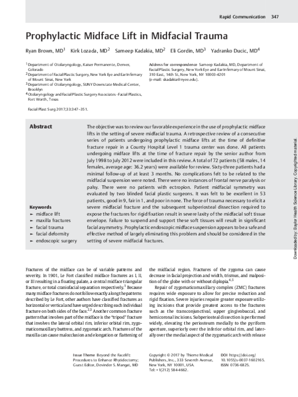 (PDF) Prophylactic Midface Lift in Midfacial Trauma