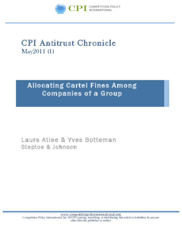 (PDF) Allocating Cartel Fines Among Companies of a Group