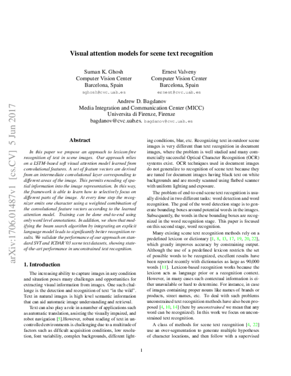 (PDF) Visual Attention Models for Scene Text Recognition