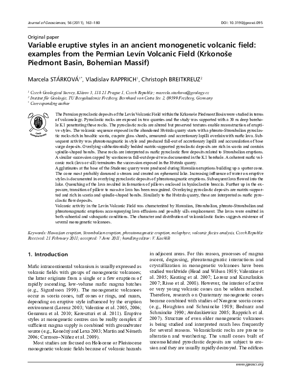 (PDF) Variable eruptive styles in an ancient monogenetic volcanic field ...