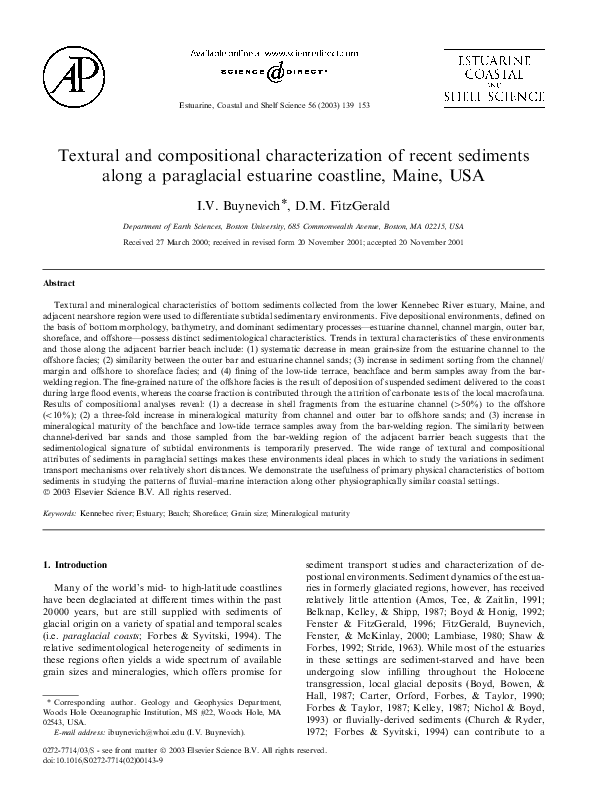 (PDF) Textural and compositional characterization of recent sediments ...