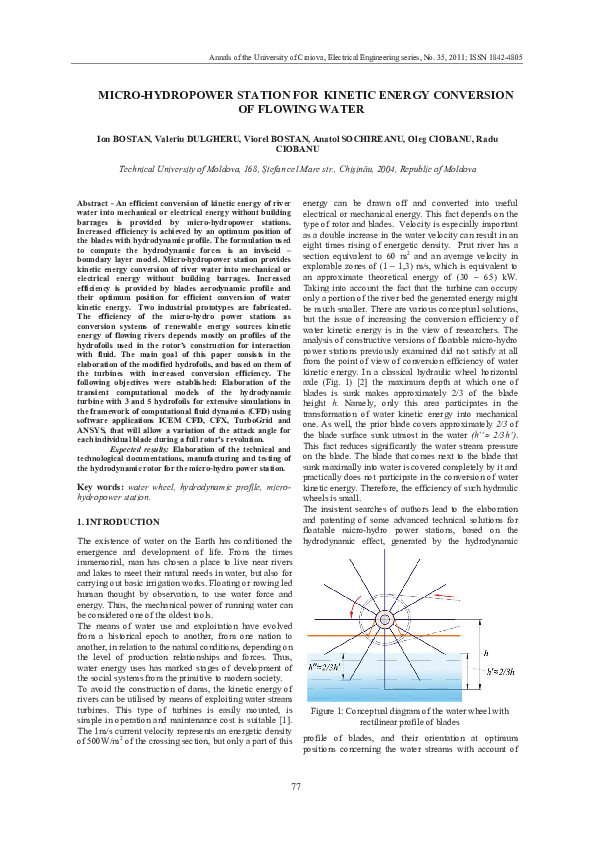 (PDF) Micro-Hydropower Station for Kinetic Energy Conversion of Flowing ...