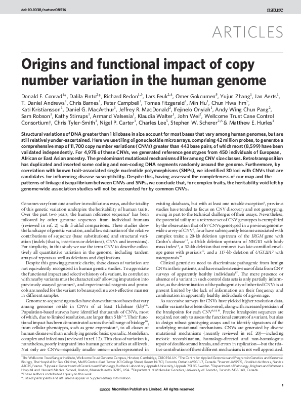(PDF) Origins and Functional Impact of Copy Number Variation In the ...