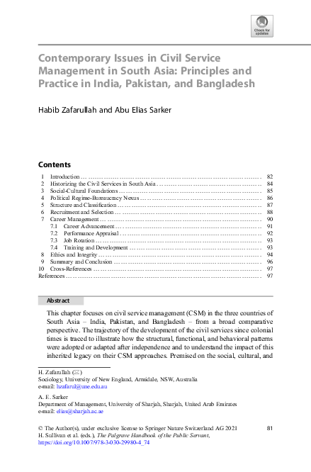 (PDF) Contemporary Issues in Civil Service Management in South Asia ...