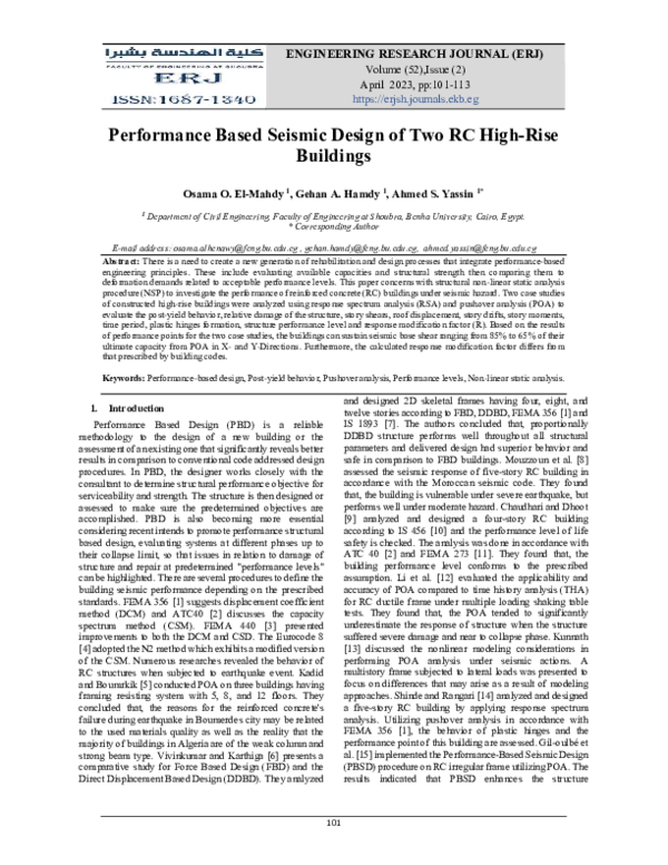 Pdf Performance Based Seismic Design Of Two Rc High Rise Buildings