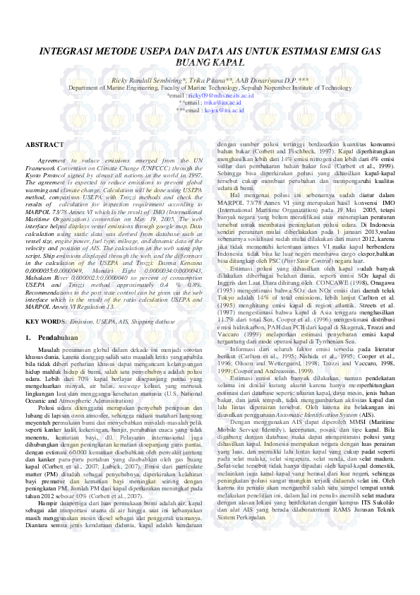 (PDF) Integrasi Metode Usepa Dan Data Ais Untuk Estimasi Emisi Gas ...