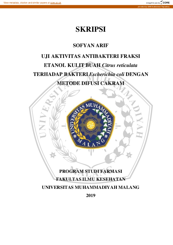 (PDF) UJI AKTIVITAS ANTIBAKTERI FRAKSI ETANOL KULIT BUAH Citrus ...