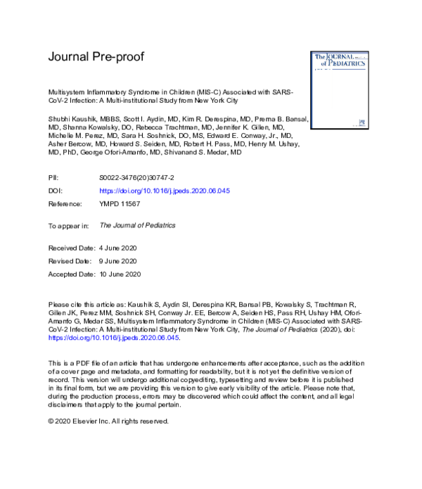 (PDF) Multisystem inflammatory syndrome in children with DM type I: a ...