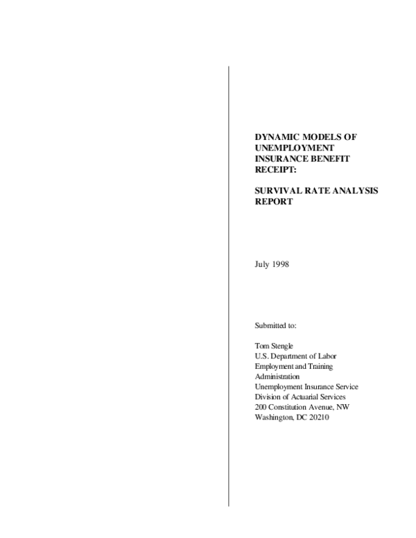 (PDF) Dynamic Models of Unemployment Insurance Benefit Receipt