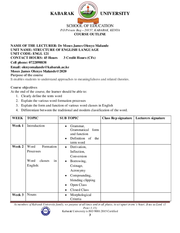 (PDF) Structure of English Language Lesson Notes