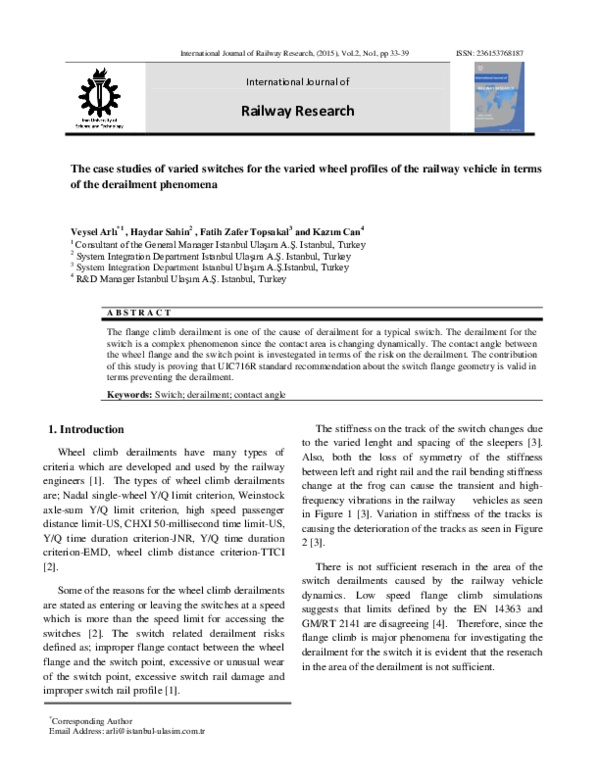 (PDF) Railway Research The case studies of varied switches for the ...